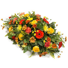 Orange & Gold Spray - Funeral Flowers Florist Towcester